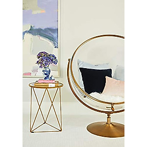 HomePop Metal Accent Table Triangle Base Round Mirror Top, Gold