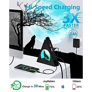 Powered USB Hub 3.0, JoyReken USB Hub with 4 USB 3.0 Data Ports and 2 USB Smart Charging Port, USB Hub Tower USB hub 3.0 Powered with 12V/4A Power Adapter for Mac PC Laptop USB Flash Drives