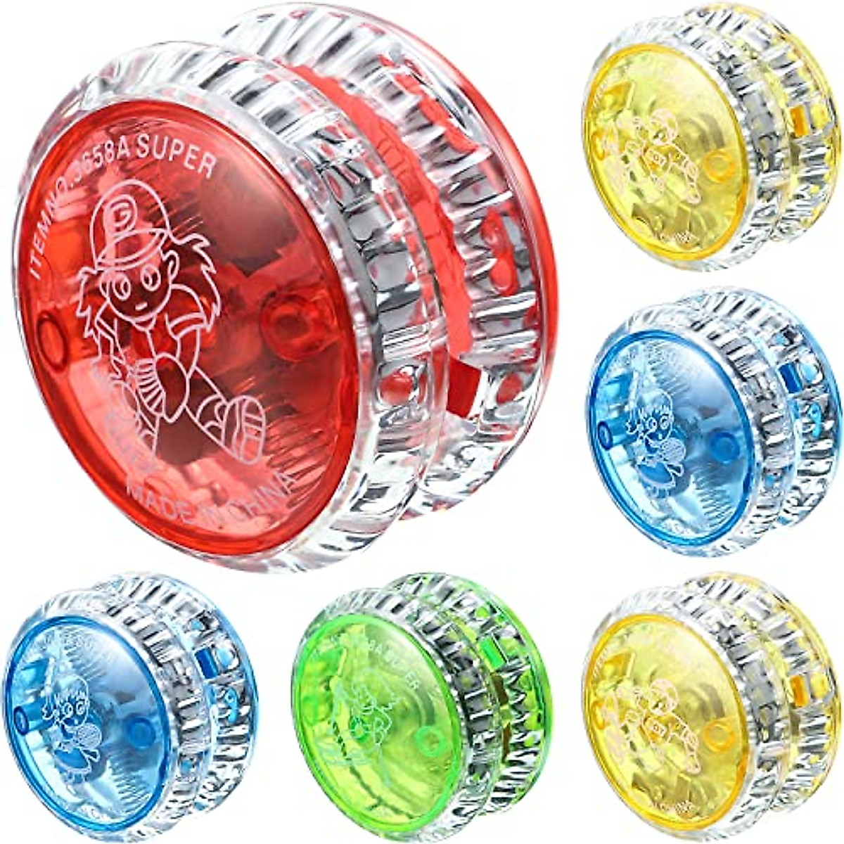Sumind 6 Pieces LED Light Yo-Yo Plastic Responsive Yoyo Entertaining Yoyo for Beginner Party Favors (Random Colors)