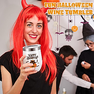 6 Pieces Bulk Halloween Gifts for Adults Men Women Pumpkin Witch's Brew Witch Room Trick or Treat Tumblers 12 oz Travel Coffee Mugs Double Wall Wine Cups for Indoor Outdoor Home Kitchen Decorations