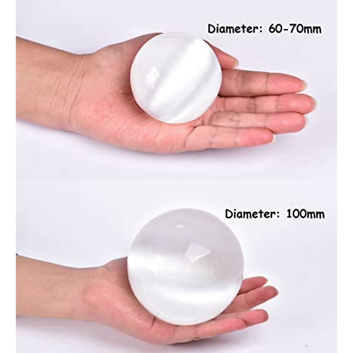JIC Gem 4 Inch(100mm) Selenite Crystal Sphere Healing Crystal Ball for Meditation, Home Decoration