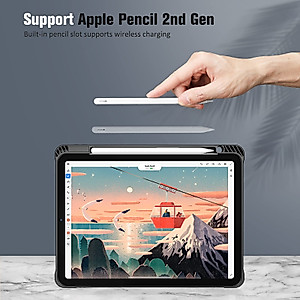Fintie SlimShell Case for iPad Pro 11-inch (4th / 3rd Generation) 2022/2021 - Soft Flexible TPU Stand Back Cover with Pencil Holder, Also Fit iPad Pro 11" 2nd / 1st Gen, Composition Book Black