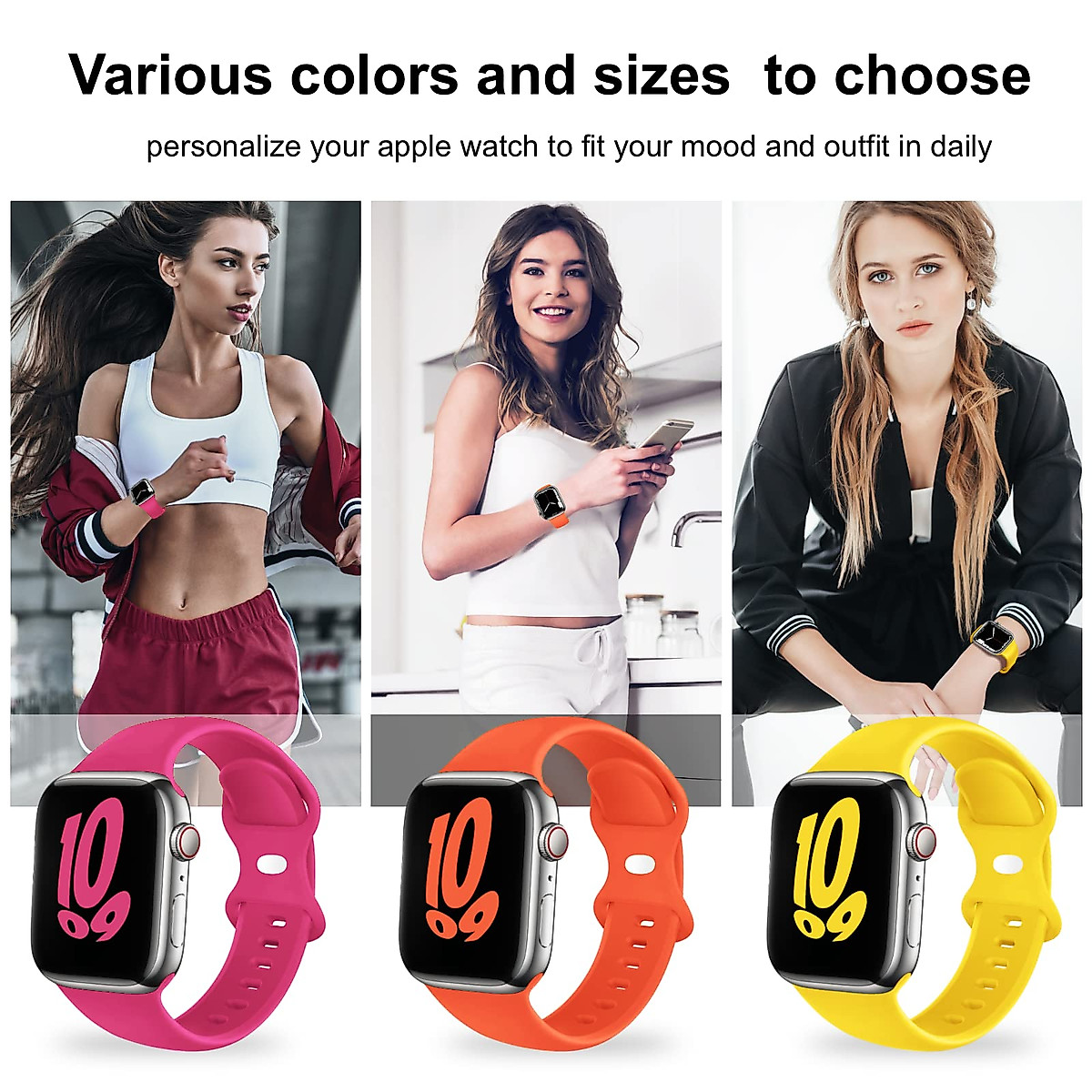 (6 Pack) Sport Band Compatible with Apple Watch Bands 38mm 40mm 41mm 42mm 44mm 45mm 49mm, Soft Silicone Replacement iwatch Strap Bands Compatible for Apple Watch Ultra SE Series 8 7 6 5 4 3 2 1 Men