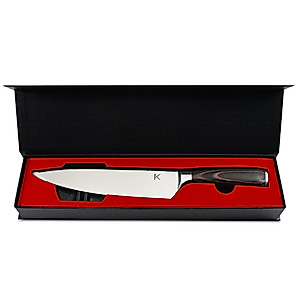 Kutchillo 8" High Carbon Stainless Steel Kitchen Chef Knife with Sharpener, Light-Weight and Well-Balanced, 2.5 mm blade thickness, Ergonomics