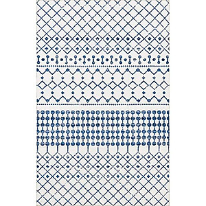 nuLOOM Moroccan Blythe Machine Washable Area Rug, 4' x 6', Blue