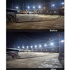 LEDMO 300W LED Parking Lot Lights Adjustable Arm Mount with Photocell 1000-1200W HID/HPS Replacement Waterproof IP65 36000LM 5000K Outdoor Commercial Area Street Flood Lighting(2pack)