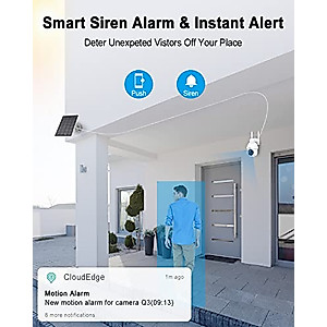 ANRAN 2K Security Camera Wireless Outdoor, Solar Outdoor Camera with 360° View, Smart Siren, Spotlights, 3MP Color Night Vision, AI Human Detection, 2-Way Talk, Compatible with Alexa, Q3 White