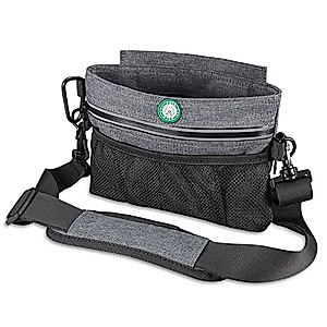 ORIA Dog Treat Training Pouch, Pet Out Training Belt Bag, Dog Food Bag with Removable Inner Pocket, Built-in Poop Bag Dispenser, Dog Training Bag, Gray