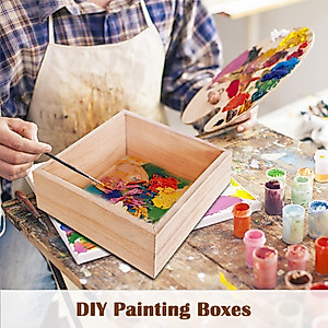 8 Pack Unfinished Wooden Box, 6 x 6 Inch Square Rustic Small Wooden Box Craft Organizer Container Box for Storage, Home Decor, Art Collectibles, Desktop Decor, Succulent Plant Pot, Drawer, DIY Craft