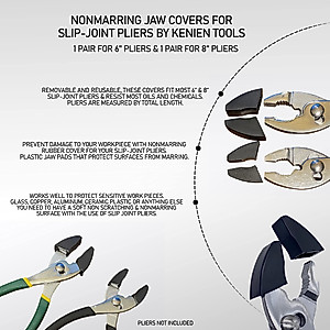 Soft Jaw Covers for Slip-Joint Pliers Both 6 Inch & 8 Inch Non-Marring Rubber Plastic Cover Pads Protectors for Plier Jaw for Sensitive Material Slip On