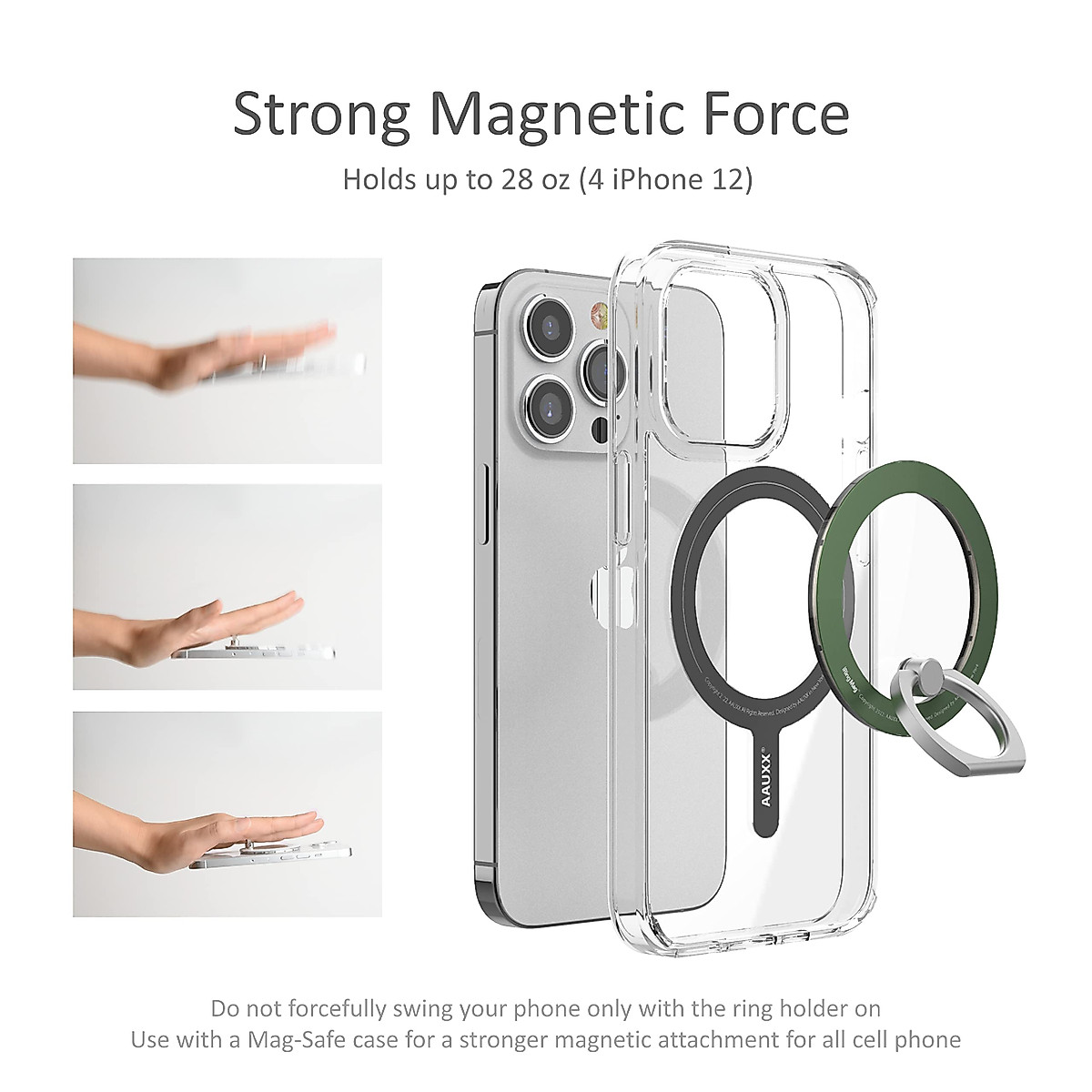 iRing Mag, Magnetic Phone Ring Holder, Kickstand, Grip for MagSafe, Wireless Charging Compatible with iPhone, Galaxy, and Other Smartphones with MagSafe Case (Ceramic White)
