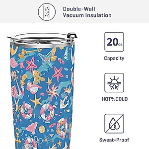 Sea Ocean Blue Waves Ocean Stainless Steel water bottle with straw with Lid and Straw coffee mug for hot and cold drinks safe tumbler with straw 20 OZ