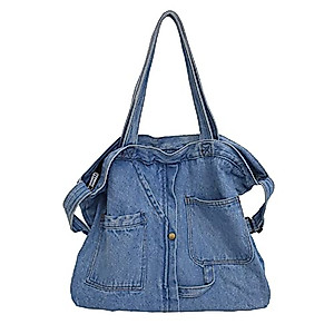 Yohora Shoulder Bag for Women Denim Crossbody Hobo Bag Casual Lightweight Handbag for Work Travel