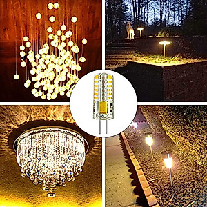 RAYHOO 10pcs G4 LED Bulbs JC Bi-Pin Base Light Bulbs 3W AC/DC 12V 20W-30W T3 Halogen Bulb Replacement Landscape Bulbs(Warm White 3000K)