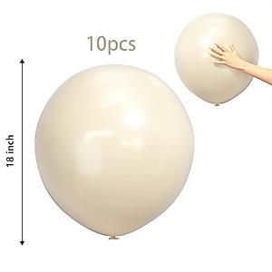 White Sand Balloons Party Balloons 18 Inch 10 Pack Cream White Latex Balloons for Baby Shower Happy Birthday Party Decorations