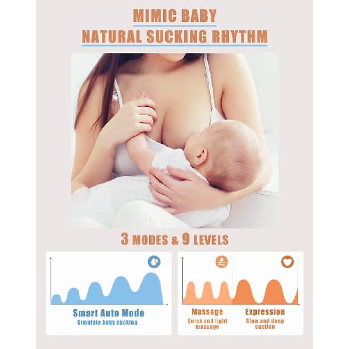 Wearable Breast Pump, 2 Pcs HAUTURE Electric Breast Pump, Hands Free & Low Noise Portable Breast Pump with 3 Modes, 9 Levels, Memory Function - 27 mm Flange & 24 mm Inserts