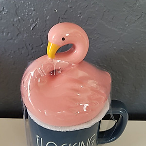 Rae Dunn Coffee Mugs with Decorative ceramic Lids, Flocking Fabulous/Pink/Navy