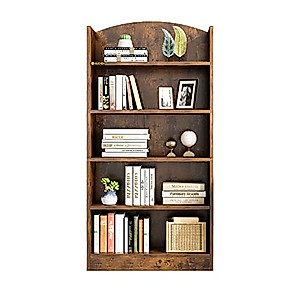 MIN WIN 5-Tier Open Bookcase and Bookshelf, 47.24" Tall Shelf Wood Bookcase with Storage Rack Shelf,Standing Display Shelf Units for Home Office, Living Room, Entryway, Kitchen-Antique