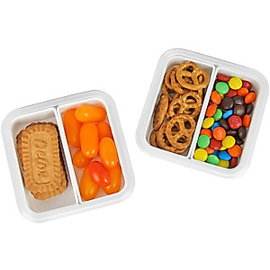 carrotez 2 Compartment Snack Containers, Portion Control Container, Small Food Storage Containers, Small Snack containers with Airtight lids, BPA Free, Stackable, Reusable, 2 PACK