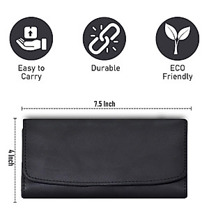 HUFFAM Genuine Leather Wallets for Women 2024 RFID Blocking Ladies Large Trifold Slim Clutch Black Wallet for Women - 13 Card Slots, 4 Cash Slots - Fits iPhone 14