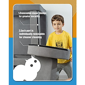 Manlilai Kids Sofa Couch 15PCS - Modular Toddler Play Couch with Removable Cover, Multifunctional Kids Couch for Playroom Bedroom - Convertible Foam Toddler Sofa for Girls and Boys (Gray)