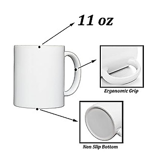 KISEER Set of 6 Sublimation Blank Mugs 11oz Classic Ceramic Coated Mugs Cup for Coffee, Milk, Tea, Hot Cocoa and DIY Printing