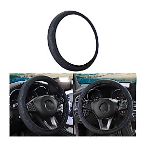 LoyaForba Car Steering Wheel Cover, Non-Slip Microfiber Leather Steering Wheel Cover, Breathable Vehicle Soft Handle Protector, Universal Automotive Interior Accessories for Women Men Girls (Blue)