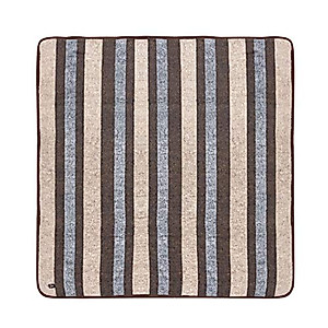 Alpaca Warehouse Alpaca Sheep Wool Blanket King/Full-Queen/Twin Size Thick Heavyweight Comfortably Warm - Great for Outdoor Use - Striped Design (Beige/Brown/Gray, King)