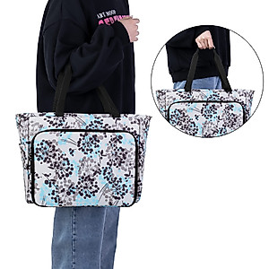 CURMIO Knitting Tote Bag, Yarn Storage Bag with Pockets for Crochet Hooks, Knitting Needles, Knitting Project and Accessories, Dandelion (Bag Only, Patented Design)