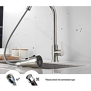 Kitchen Faucet Head Replacement, Pull Down Faucet Sprayer Head Attachment, Kitchen Sink Faucet Replacement Parts with 3 Modes Stream Spray and Aquablade Mode for G1/2 Connector (Brushed Nickel A)