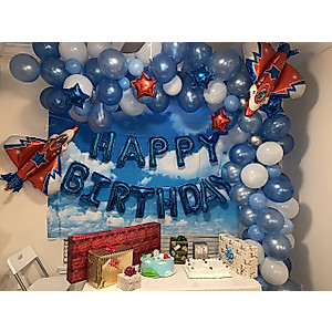 WR Blue Sky White Cloud Backdrop Sky Cloud Photography Background Kids Birthday Baby Shower Wedding Party Decoration Studio Props 7x5FT