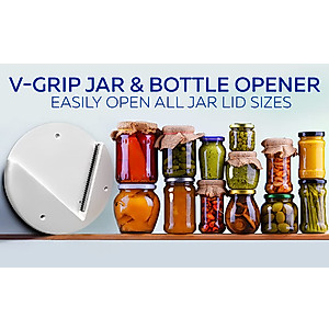 Under Cabinet Jar Lid & Bottle Opener, Made In USA - Opens Any Size Jar - Great for Arthritis - Perfect for Seniors & Weak Hands - Great Kitchen Tool for Weak Hands and Seniors with Arthritis, White