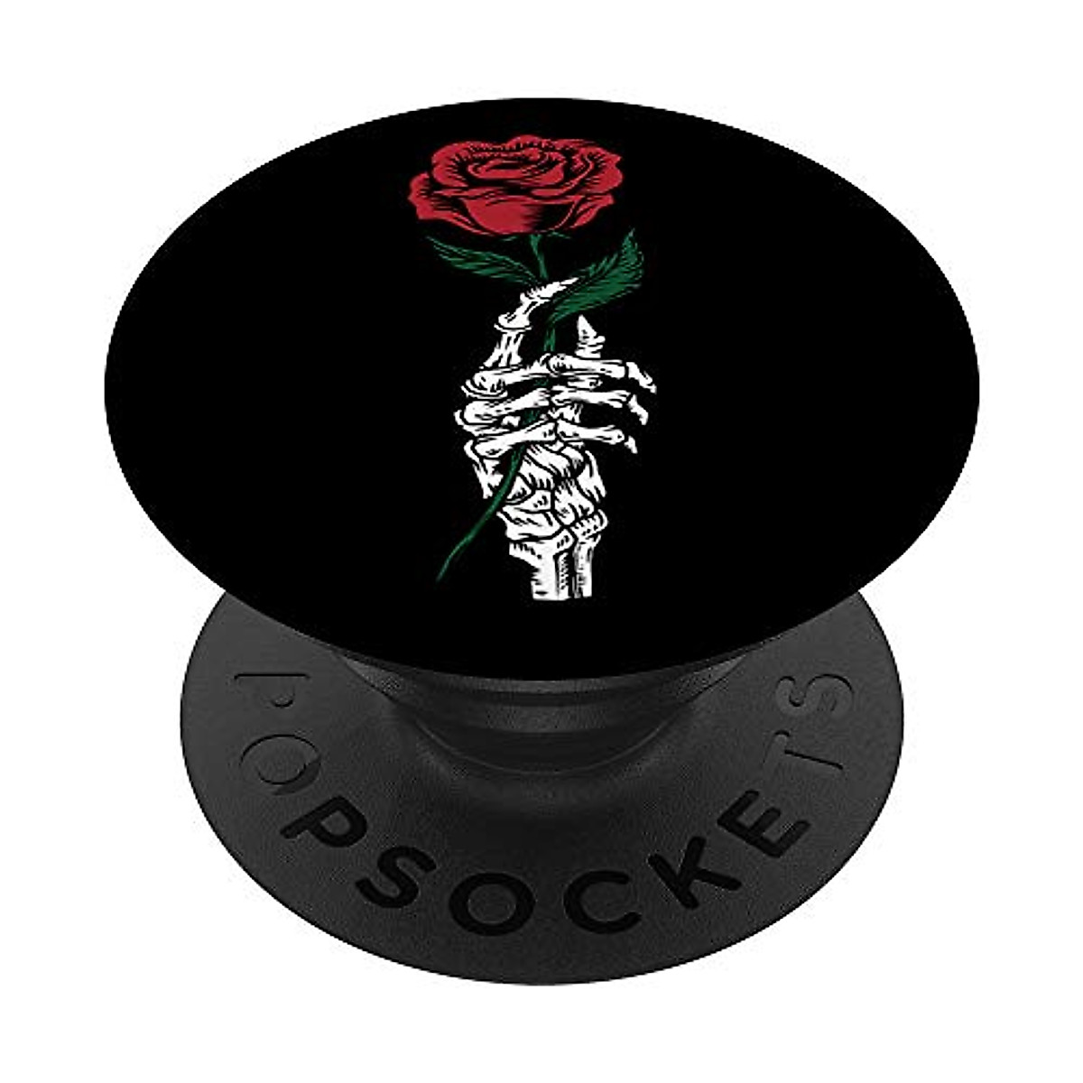Rose Flower Tattoo - White Skeleton Hand Holding a Red Rose PopSockets PopGrip: Swappable Grip for Phones & Tablets