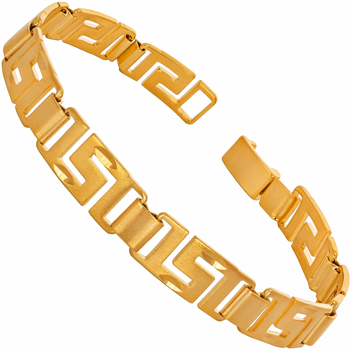LIFETIME JEWELRY 8.5mm Greek Key Bracelet for Women and Men 24k Real Gold Plated Charm (9)