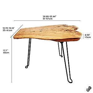 [PJ Collection] Live Edge Foldable Table, Natural Fir Root Table Top, Foldable Table Legs, Lightweight Table, No Tool Assembly,