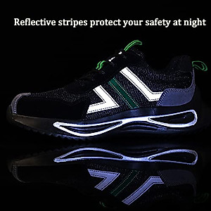 Withtens Steel Toe Shoes for Women Lightweight Tennis Shoes Breathable Safety Sneakers Slip on Shoes for Work Black Womens Steel Toe Boots (Black, 8)