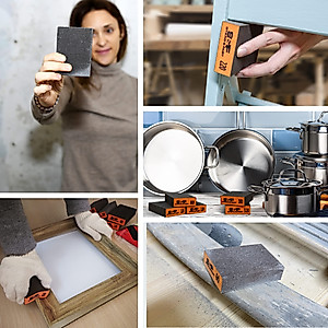 Sanding Sponge, 60 80 120 220 Coarse Medium Fine Grit Sanding Block, Sander Sponges for Drywall Metal, Sandpaper Sponge Sanding Blocks for Wood 4 Pcs by S&F STEAD & FAST