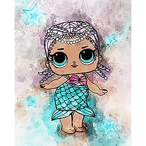 Posters for Girls Room – Unframed Set of 6 Doll Prints, 8x10 Inch, Pink Bedroom Decor for Girls, Cartoon Wall Art Prints for Tween Girl, Gift for Kids, Bathroom, Birthday Party Decoration, Fashion Dolls for 5 Year Plus