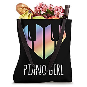 Piano Girl Gift with Rainbow Heart Tote Bag
