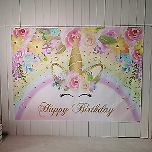 Photography Backdrop Girl Unicorn Birthday Party Banner Princess Sweet Pony Decoration Floral Rainbow Studio photobooth Background Baby Shower Posters photocall Dessert Table Mural Decorations