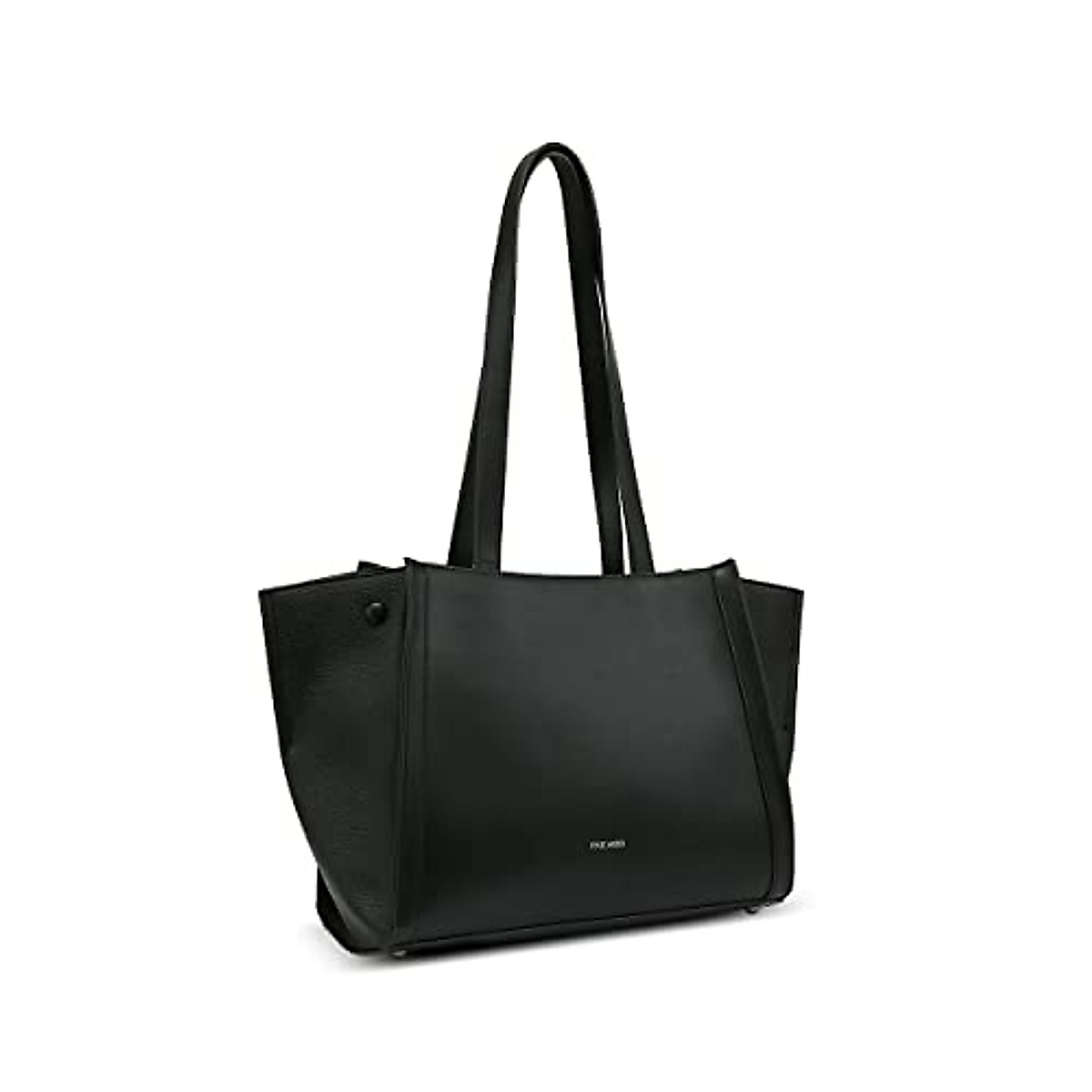 Pixie Mood Valentina 13.5 x 9 Vegan Leather Expandable Small Tote Bag, Black