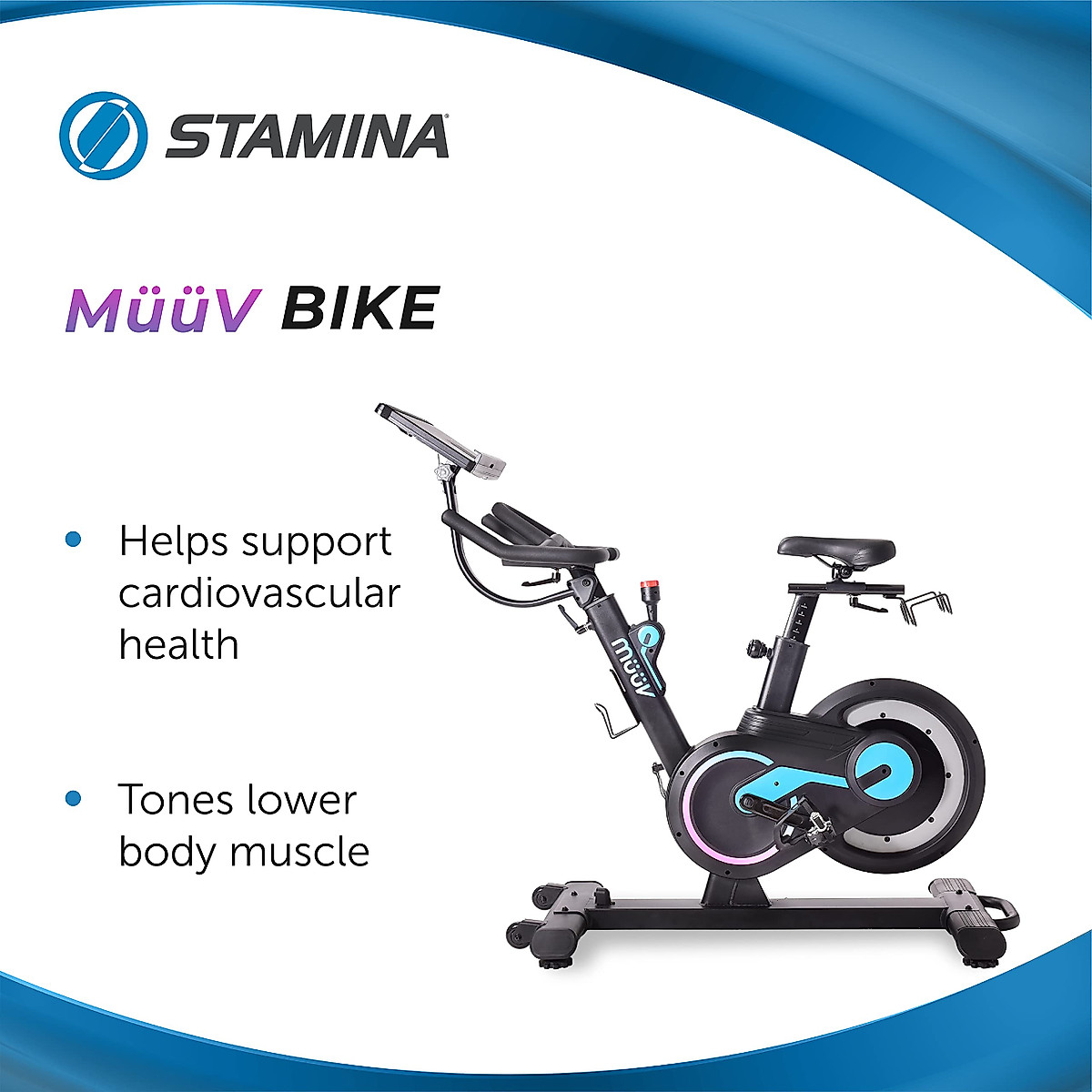 Stamina müüv Bike - Exercise Bike with Wireless Bluetooth Smart Mount - Integrated müüv App for Personalized Home Workout - Up to 330 lbs Weight Capacity