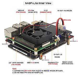 Geekworm NASPi-Lite 2.5 inch SATA HDD/SSD NAS Storage Kit for Raspberry Pi 4 Model B(Not Include Raspberry Pi 4)