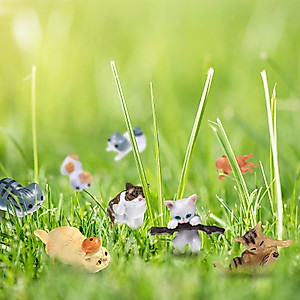 Blulu 16 Pcs Realistic Cat Figurines Toy Lovely Cats Figurines Miniature Cat Figures Toy Set Mini Animals Figurine Ornament for Easter Eggs Cake Toppers Birthday Gift Fairy Home Garden Boys Girls