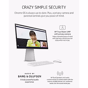 HP Chromebase 21.5" All-in-One Desktop, Intel Pentium Gold 6405U Processor, 4 GB RAM, 64 GB Storage, Rotating Full HD IPS Touchscreen, Chrome OS, Bluetooth Keyboard and Mouse Combo (22-aa0012, 2021)