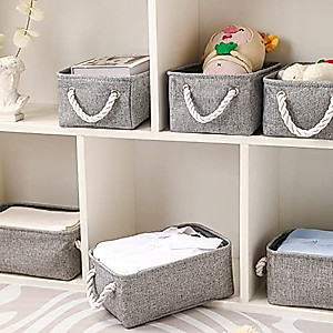 QBSM Storage Baskets for Organizing, 11.8'' x 7.8'' x 5.1'' Set of 6 Fabric Storage Cubes Baskets for Shelves, Small Collapsible Linen Organizers Bins with Handles for Closet Laundry Nursery