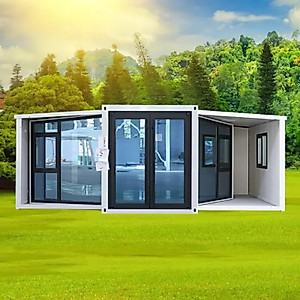 Foldout 20ft Prefab Container Houses Mobile Folding Container House Prefabricated Homes with 2 Bedrooms, 1 Living Room, 1 Kitchen, Folding Houses for Office Small Home