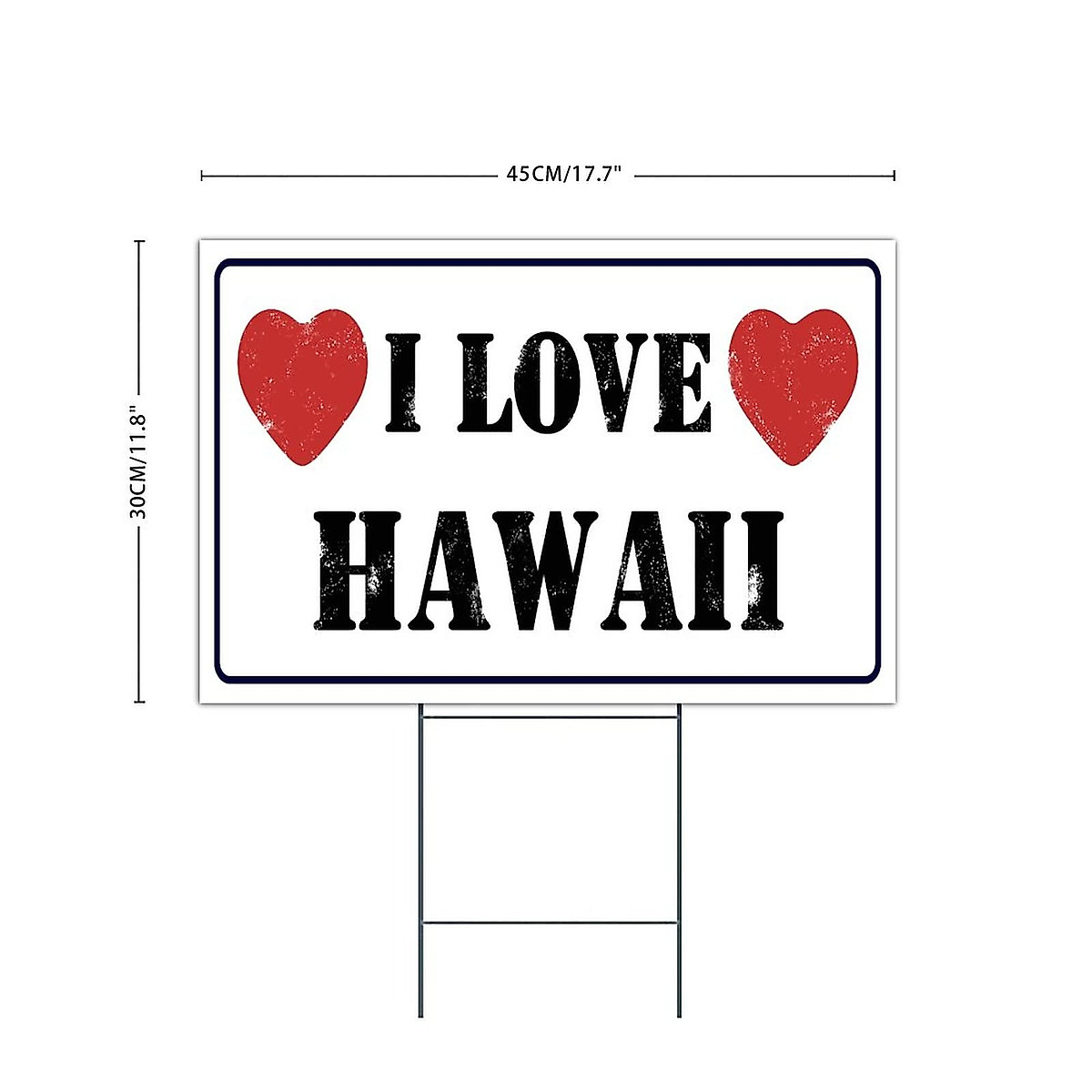 Autravelco I Love Hawaii Yard Sign Outdoor Decoration for Construction 12x18 Inch Custom Lawn Signs with Stakes State Pride Patriotic Red Metal Lawn Sign for Rent House