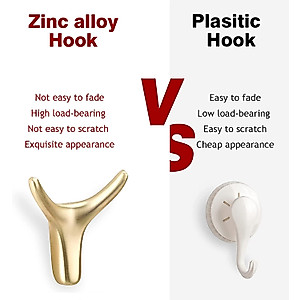 NETLKLA 4 Packs Towel Hooks,Coat Hook Cow Head Wall Hooks, Metal Heavy Duty Wall Hooks for Hanging Coats, Hats, Bags, Kitchenware and Towels in Living Room, Kitchen, Bedroom and Bathroom (Gold)