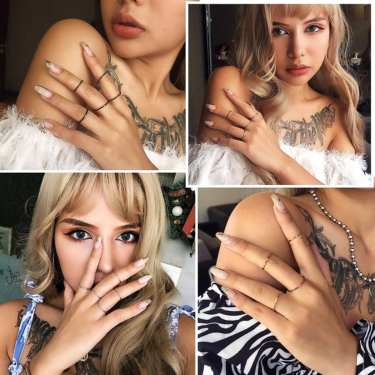 GOLDCHIC JEWELRY 28 Pcs Midi Ring Bohemian Knuckle Ring Sets Fashion Finger Vintage Silver Stackable Rings for Women Lady Knuckle Midi Rings for Mother Wife Fiancee